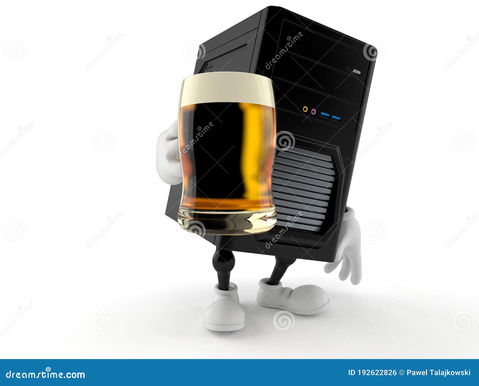 Computer Character Holding Beer Glass Stock Illustration - Illustration ...
