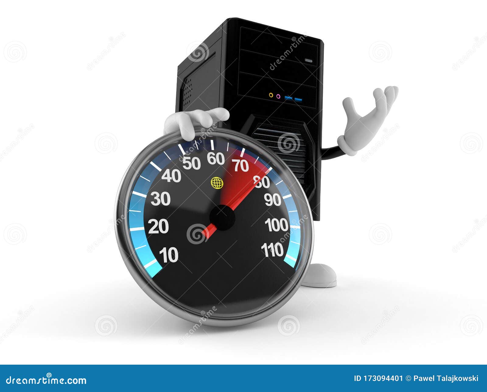 Computer Character with Speed Meter Stock Illustration - Illustration ...
