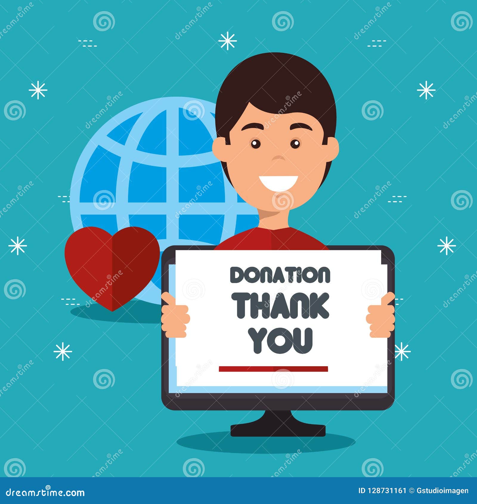 Computer with Charity Donation Online Stock Vector - Illustration of ...