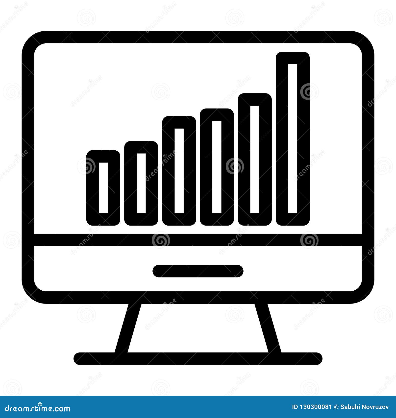 Computer Chart Line Icon. Computer With Graph Vector Illustration ... Computer Chart Line Icon. Computer With Graph Vector Illustration ...