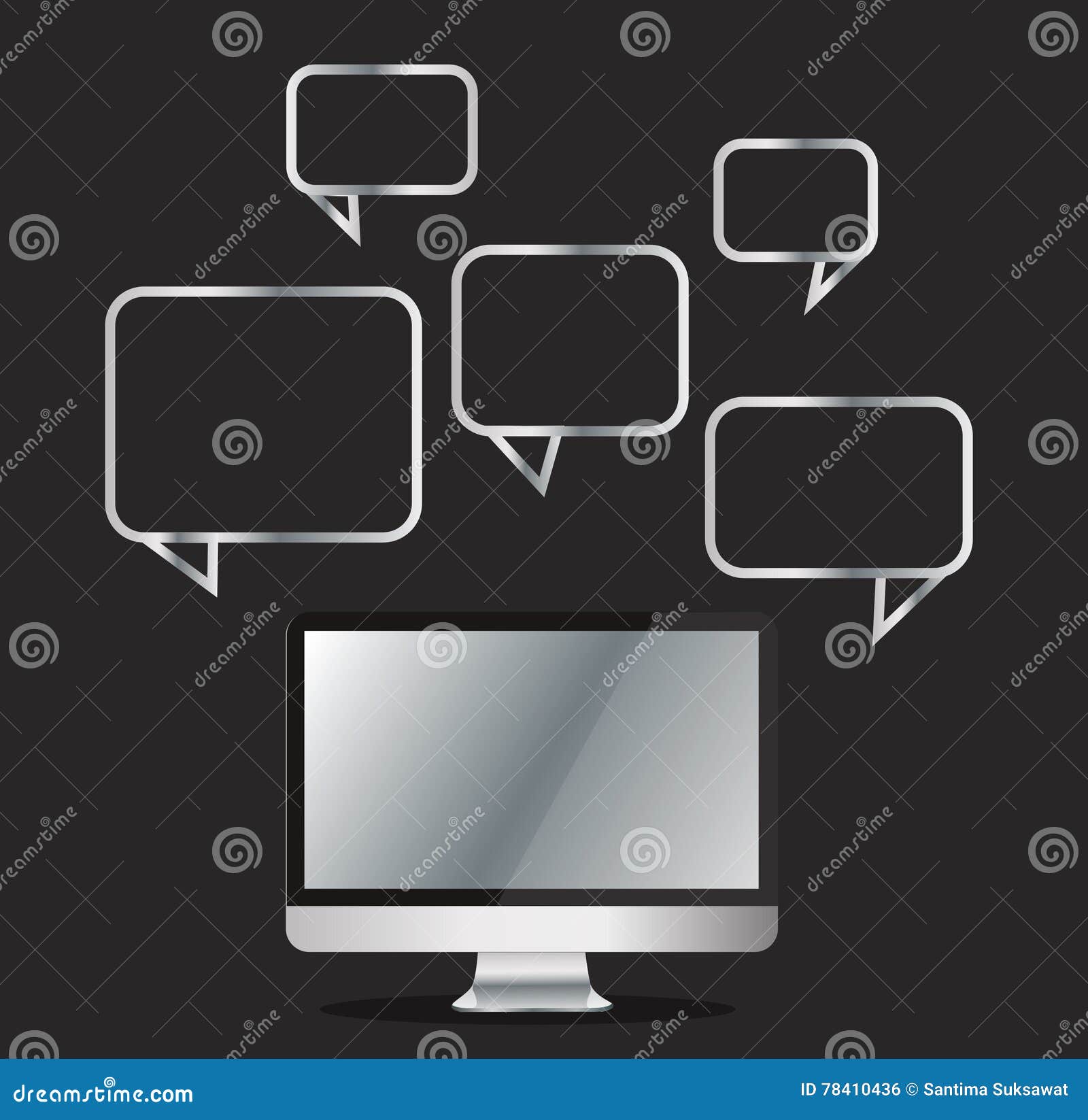 Computer with Chat Box Background Stock Vector - Illustration of ...