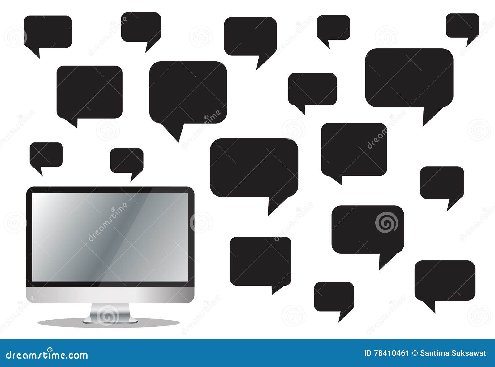 Computer with Chat Box Background Stock Vector - Illustration of home ...