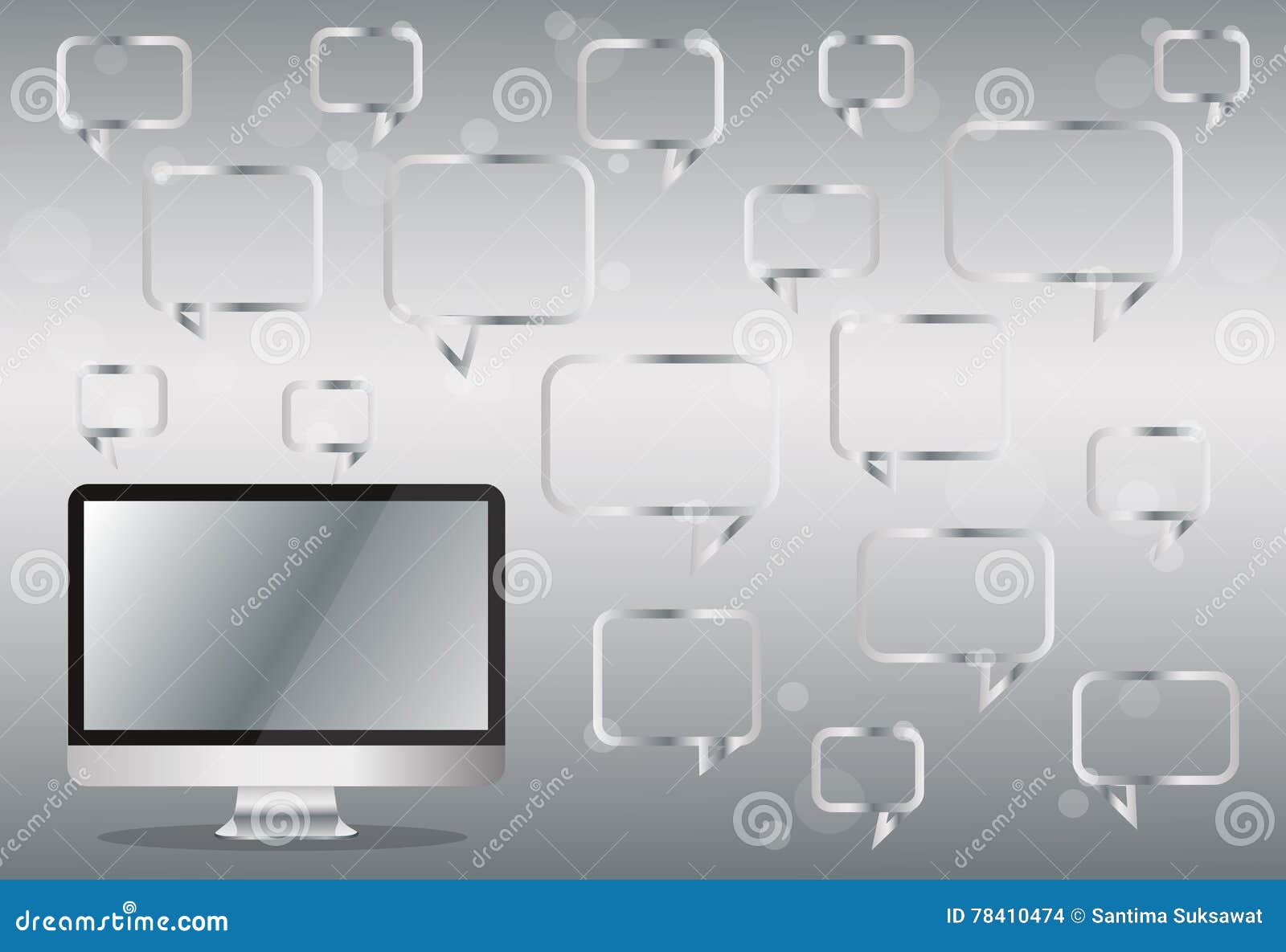 Computer with Chat Box Background Stock Vector - Illustration of ...