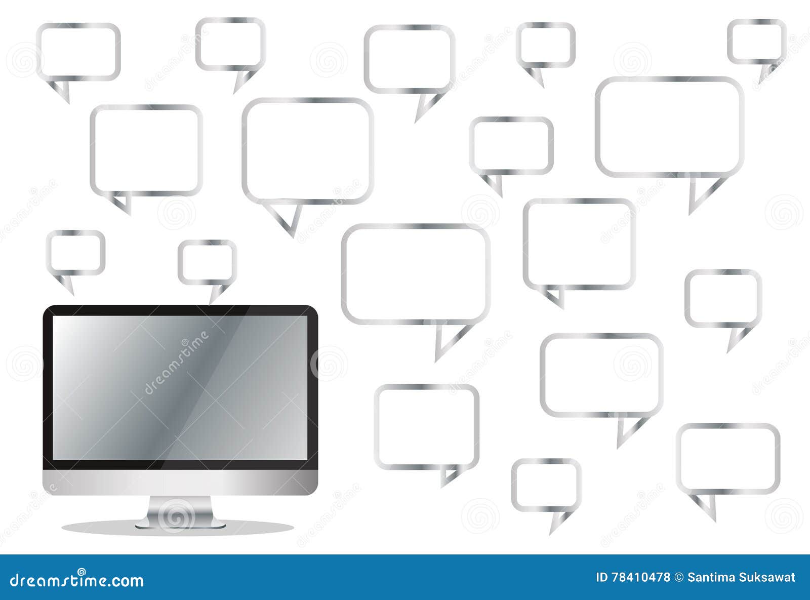 Computer with Chat Box Background Stock Vector - Illustration of design ...