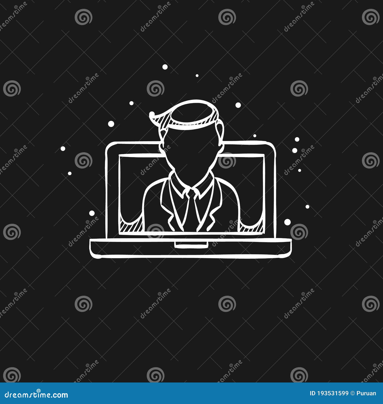 Sketch Icon in Black - Computer Chat Stock Vector - Illustration of ...