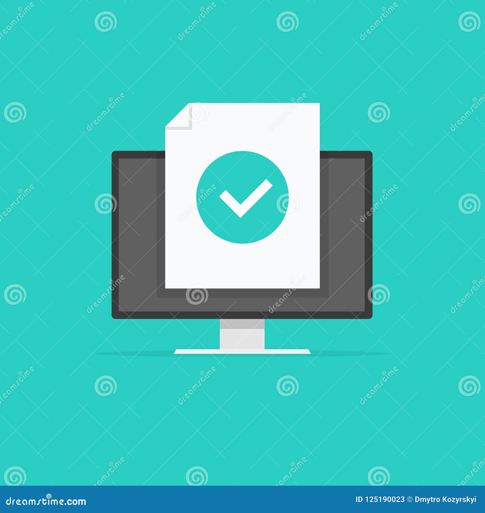 Computer with Checkmark, Monitor Approved Tick Notification, Idea of ...