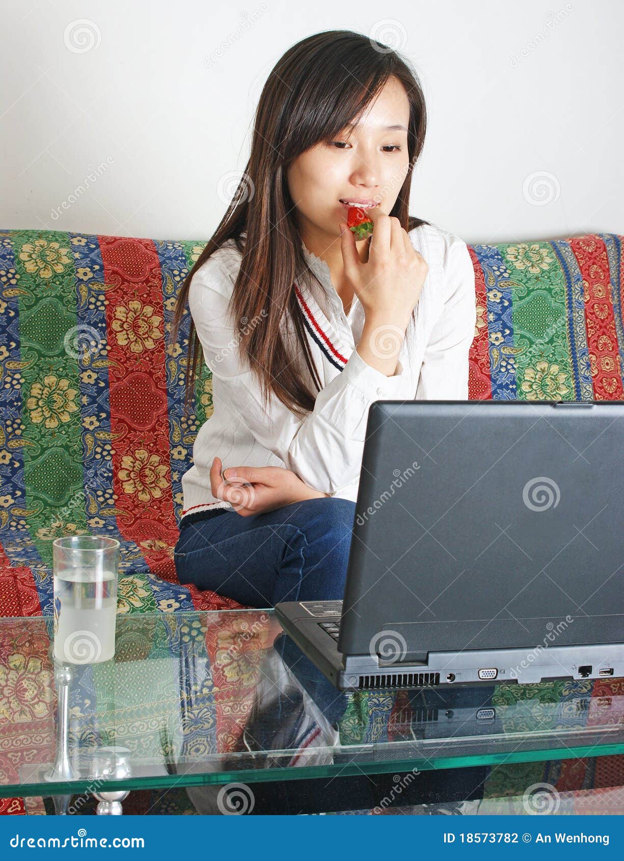 Computer Chinese girl stock photo. Image of body, cheerful - 18573782