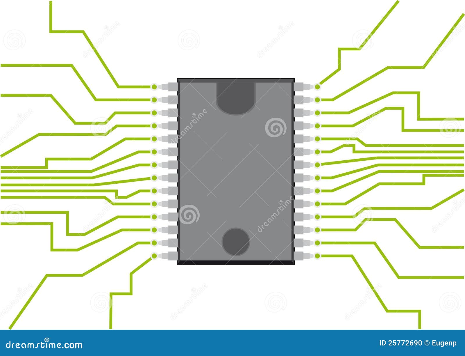 Computer Chip. Microprocessor In Digital Hand On Circuit Board. Cartoon ...