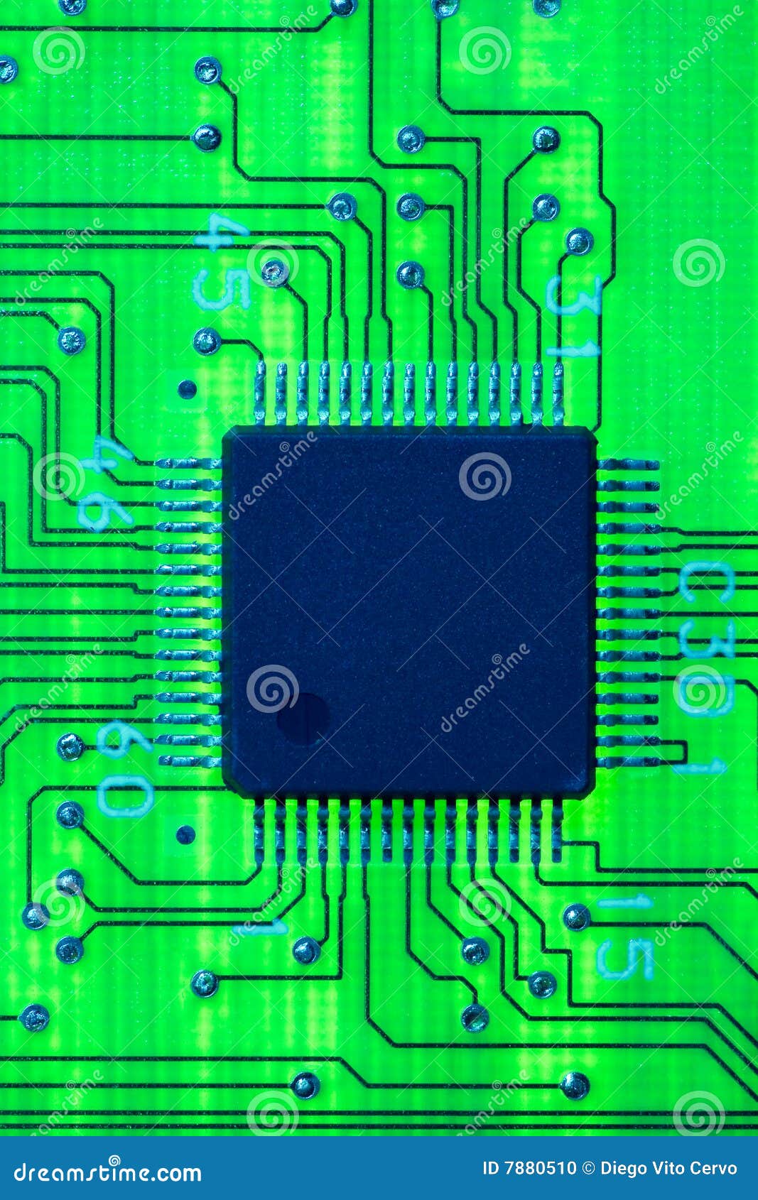 Computer Chip, Motherboard, Futuristic Circuit Board With Electrons ...