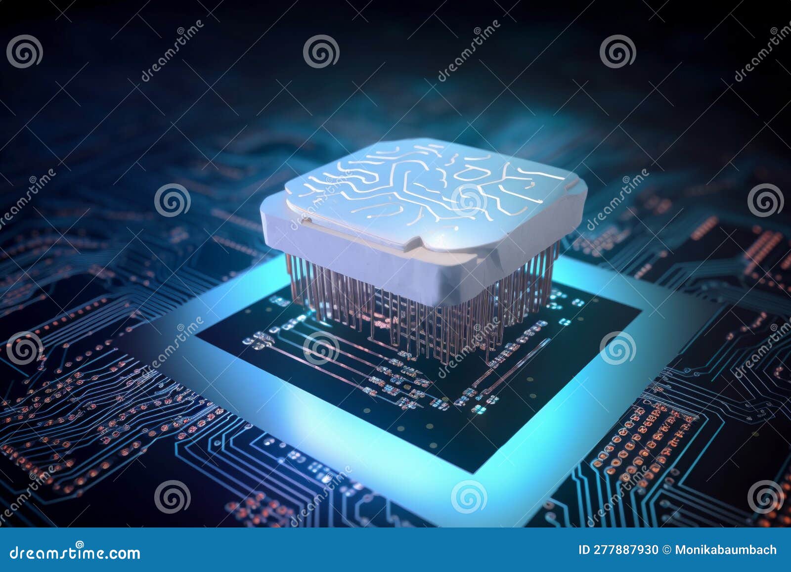 Computer Chip in Abstract Shape of Brain. Artificial Intelligence ...