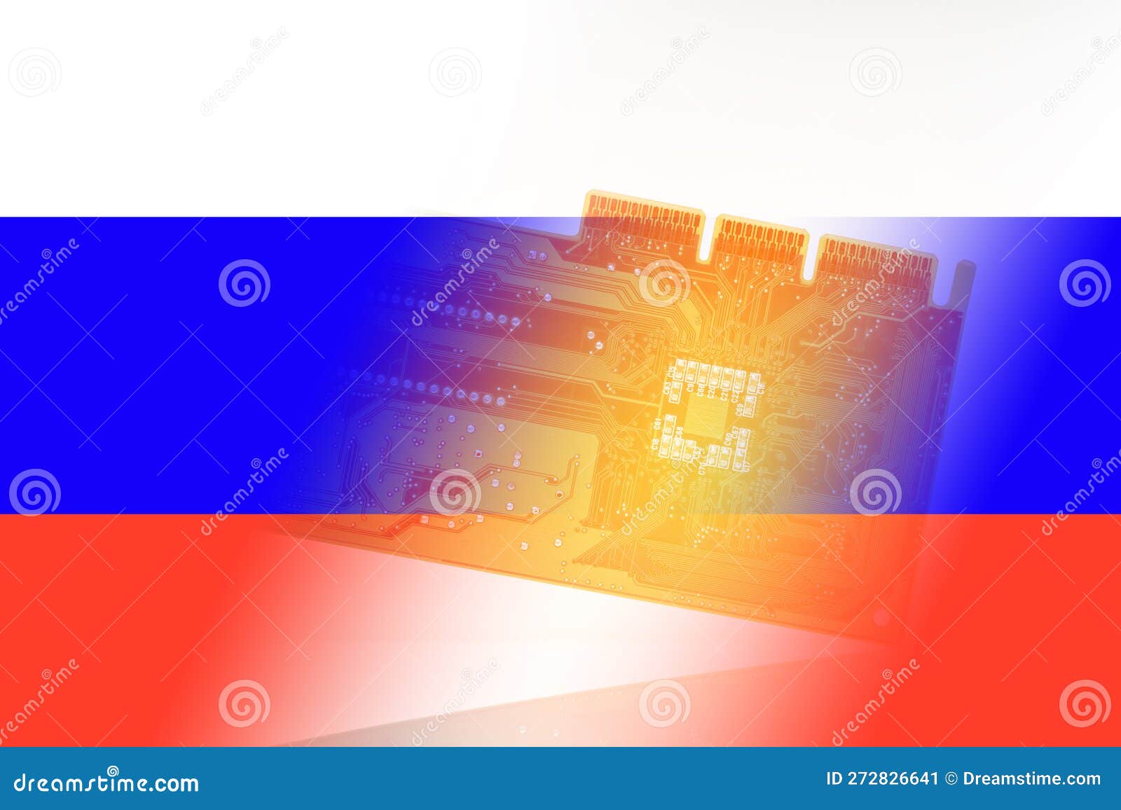 Computer Chip on the Background of the Russian Flag, the Concept Stock ...