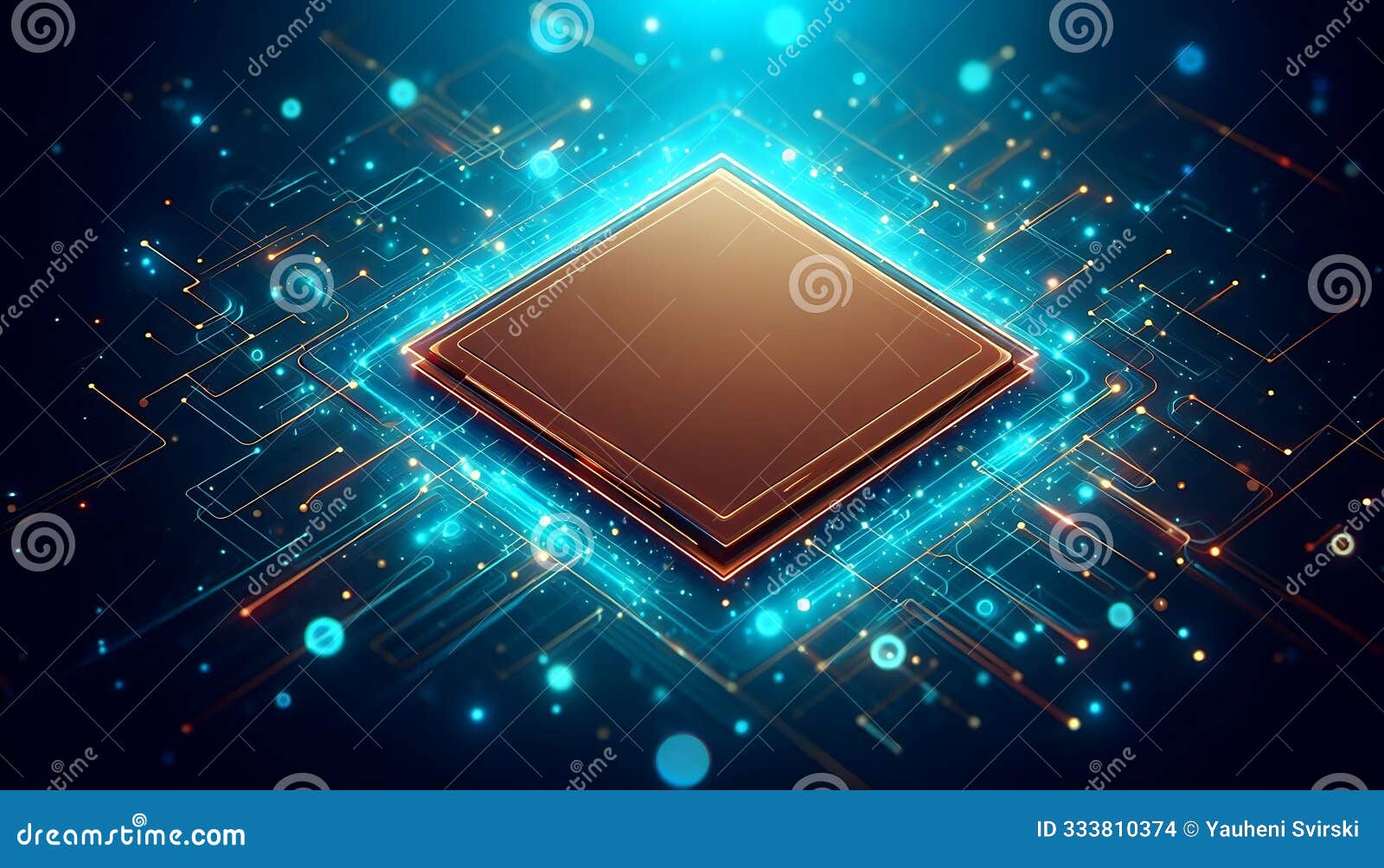 A Computer Chip with a Blue Background. the Chip is Surrounded by a ...