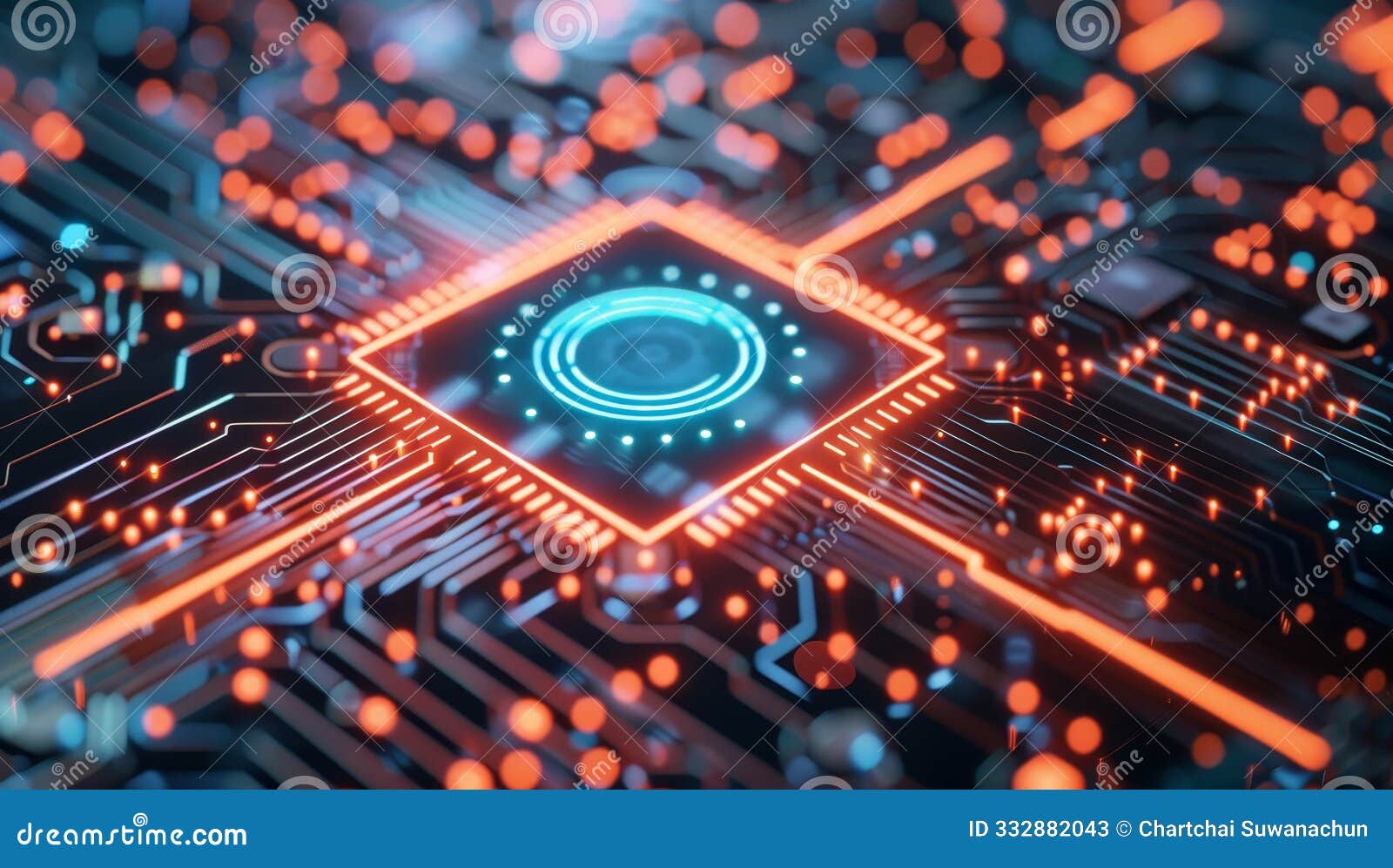 A Computer Chip with a Blue Circle in the Middle by AI Generated Image ...