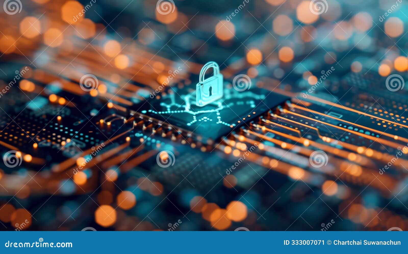A Computer Chip with a Blue Lock on it by AI Generated Image Stock ...