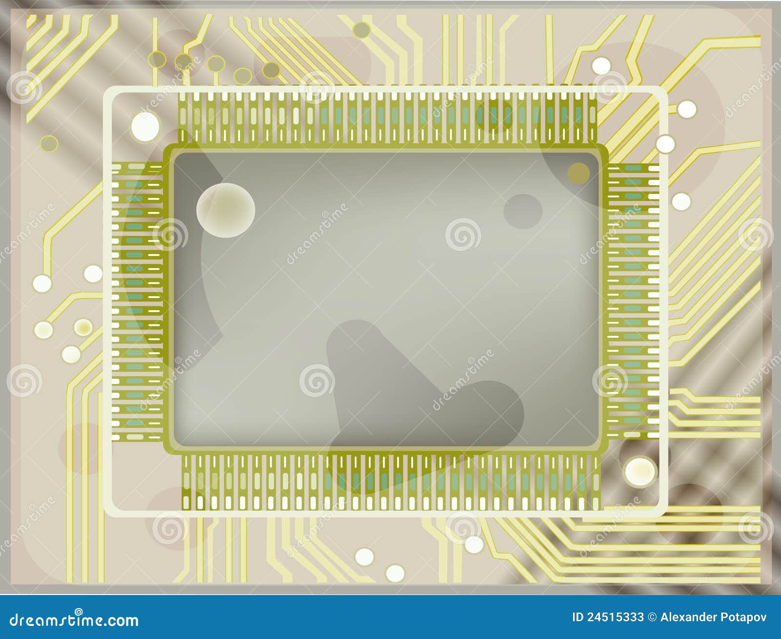 Computer Chip on Board Illustration Stock Vector - Illustration of ...