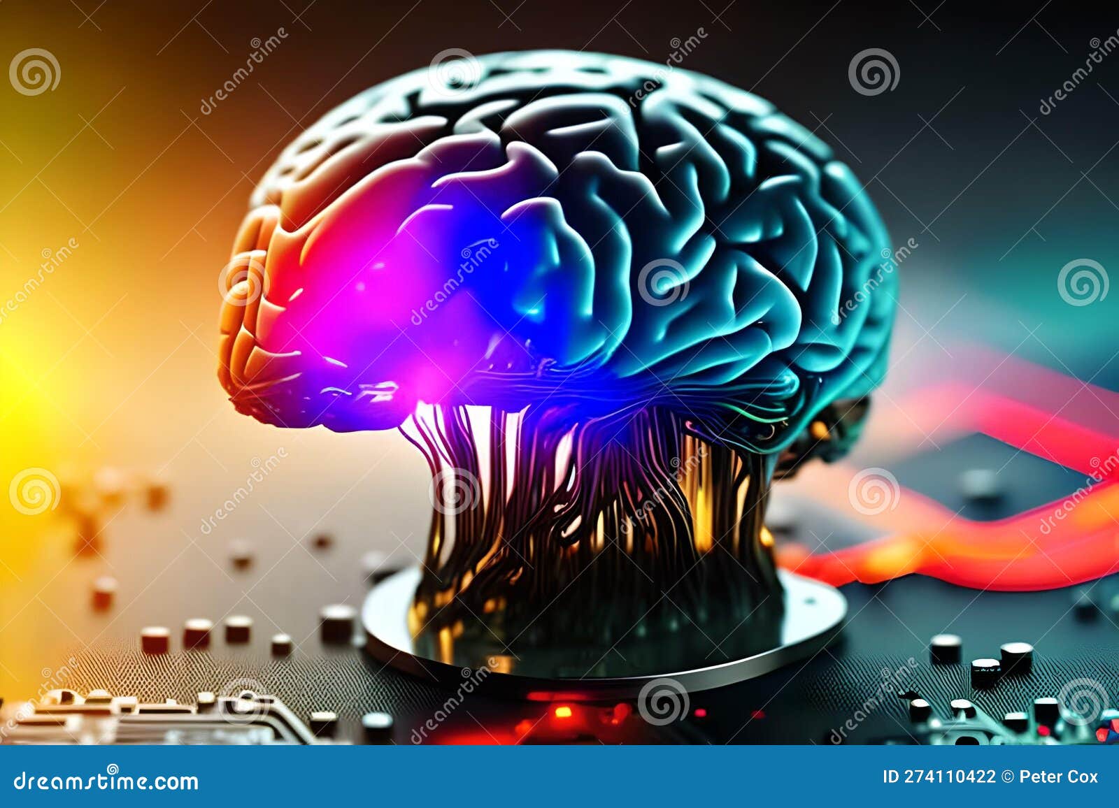 A Computer Chip with a Brain-like Structure (neuromorphic). Generative ...