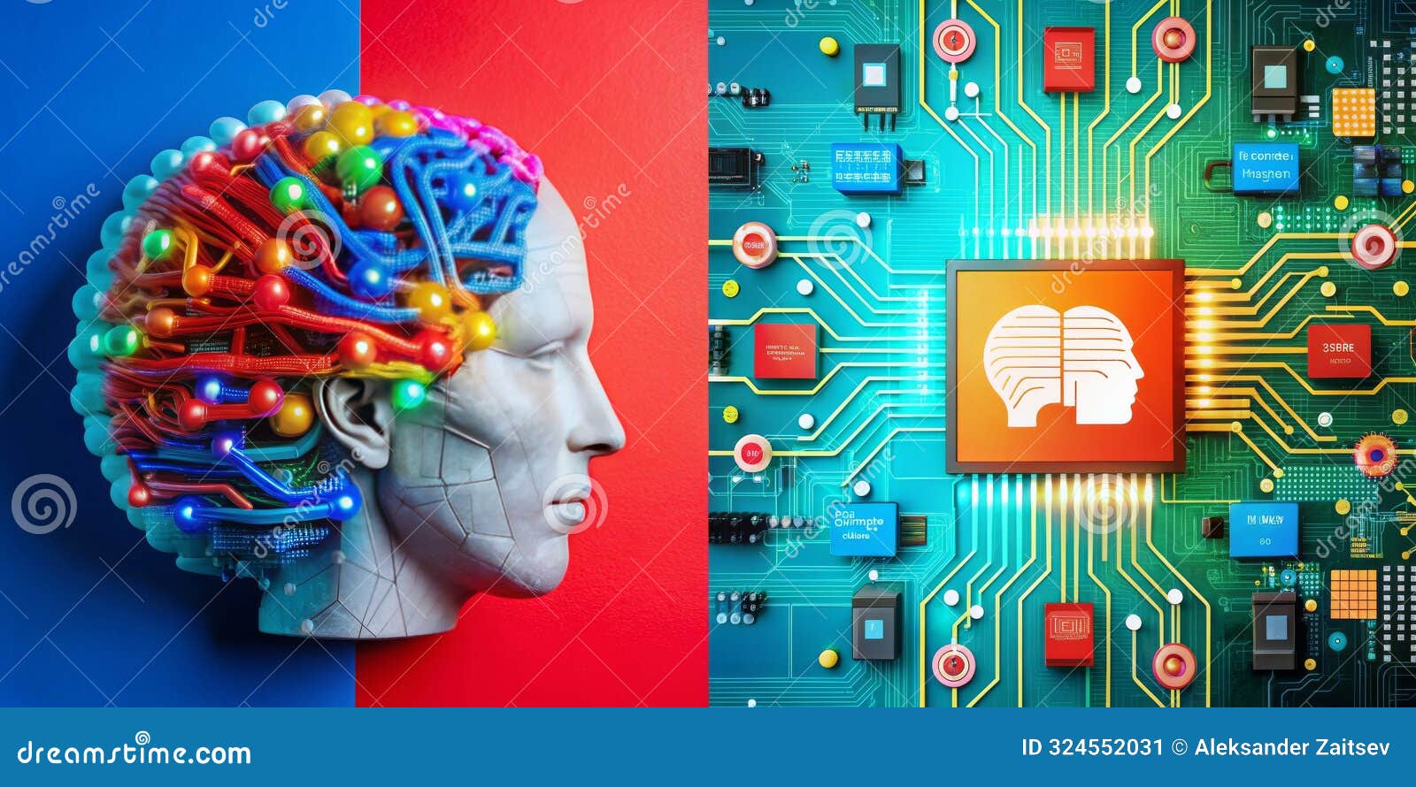 A Computer Chip with a Brain on it Stock Illustration - Illustration of ...