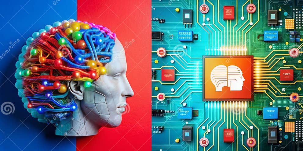 A Computer Chip with a Brain on it Stock Illustration - Illustration of ...