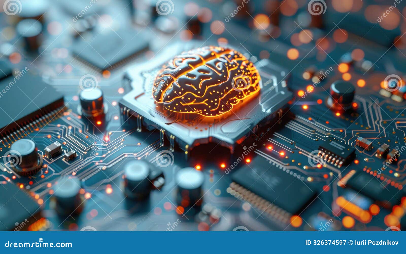 A Computer Chip with a Brain on Top Acts As the Central Processing Unit ...