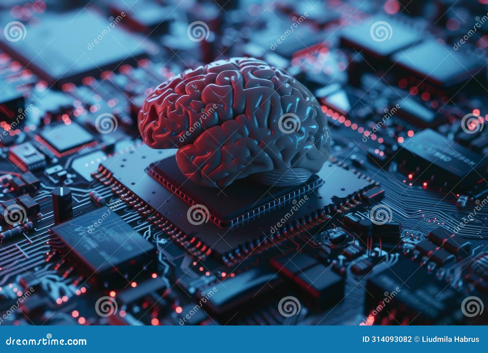 A Computer Chip with a Brain on Top of it Stock Photo - Image of ...