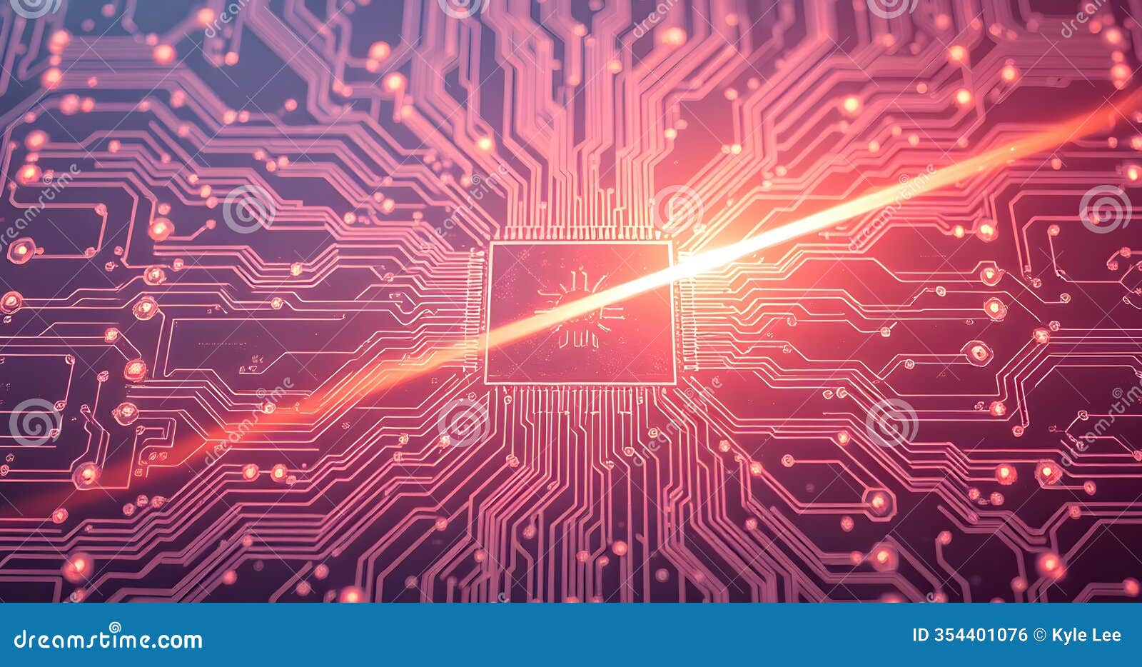 Computer Chip with a Bright Light Shining on it Stock Illustration ...