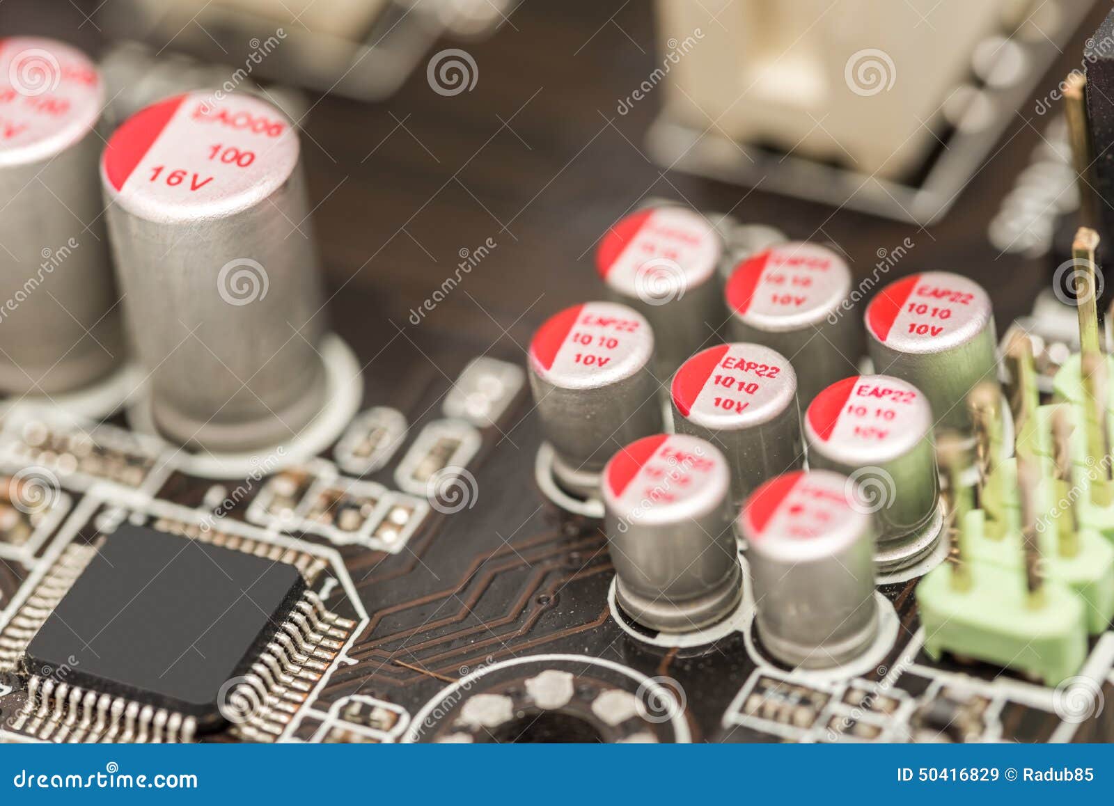 Computer Chip Capacitors and Resistors Stock Image - Image of metal ...