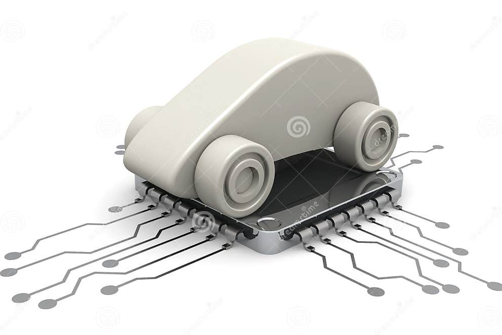 Computer Chip and Car Model Stock Illustration - Illustration of ...