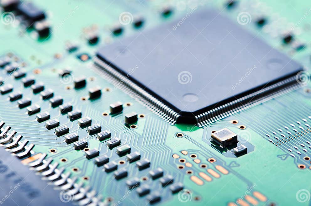 Computer Chip and Circuit Board Stock Photo - Image of circuit, detail ...