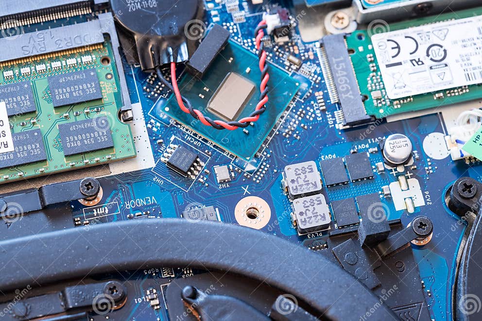 Computer Technology: Close Up of a Computer Chip on a Circuit Board ...