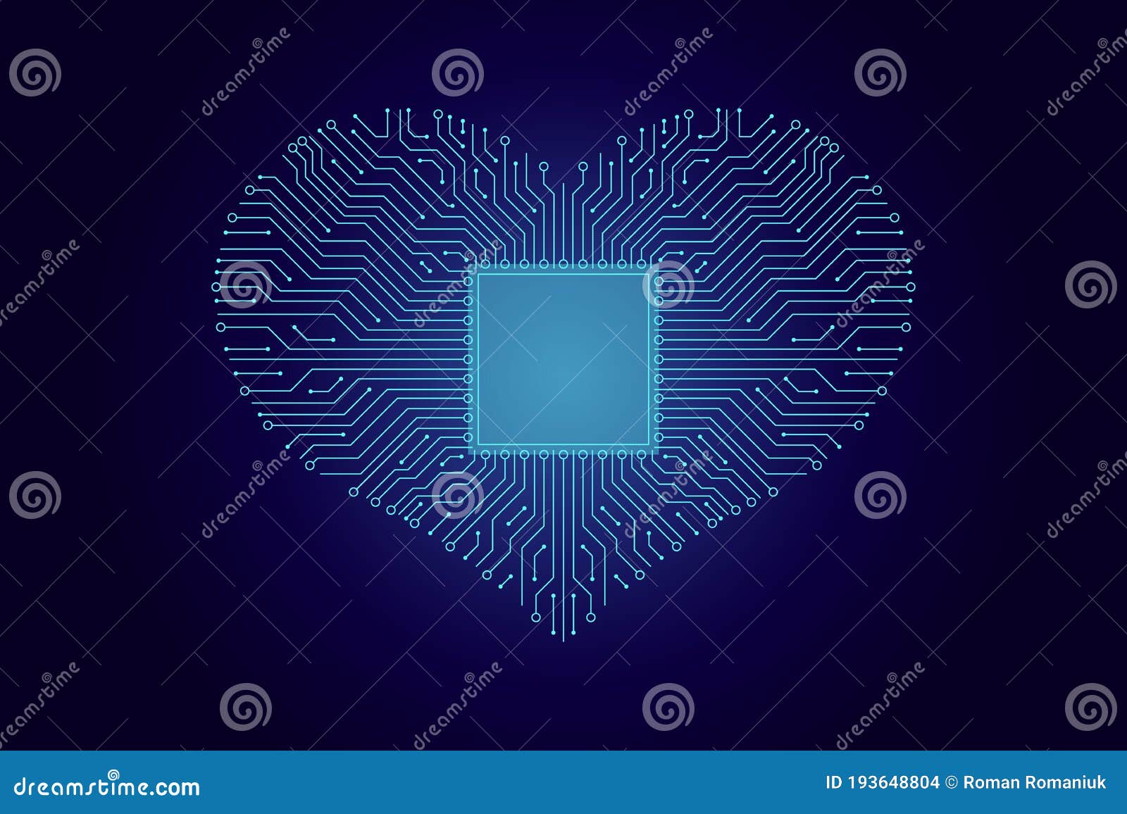 Computer Chip and Circuit Board Made in Form of Heart. Modern ...