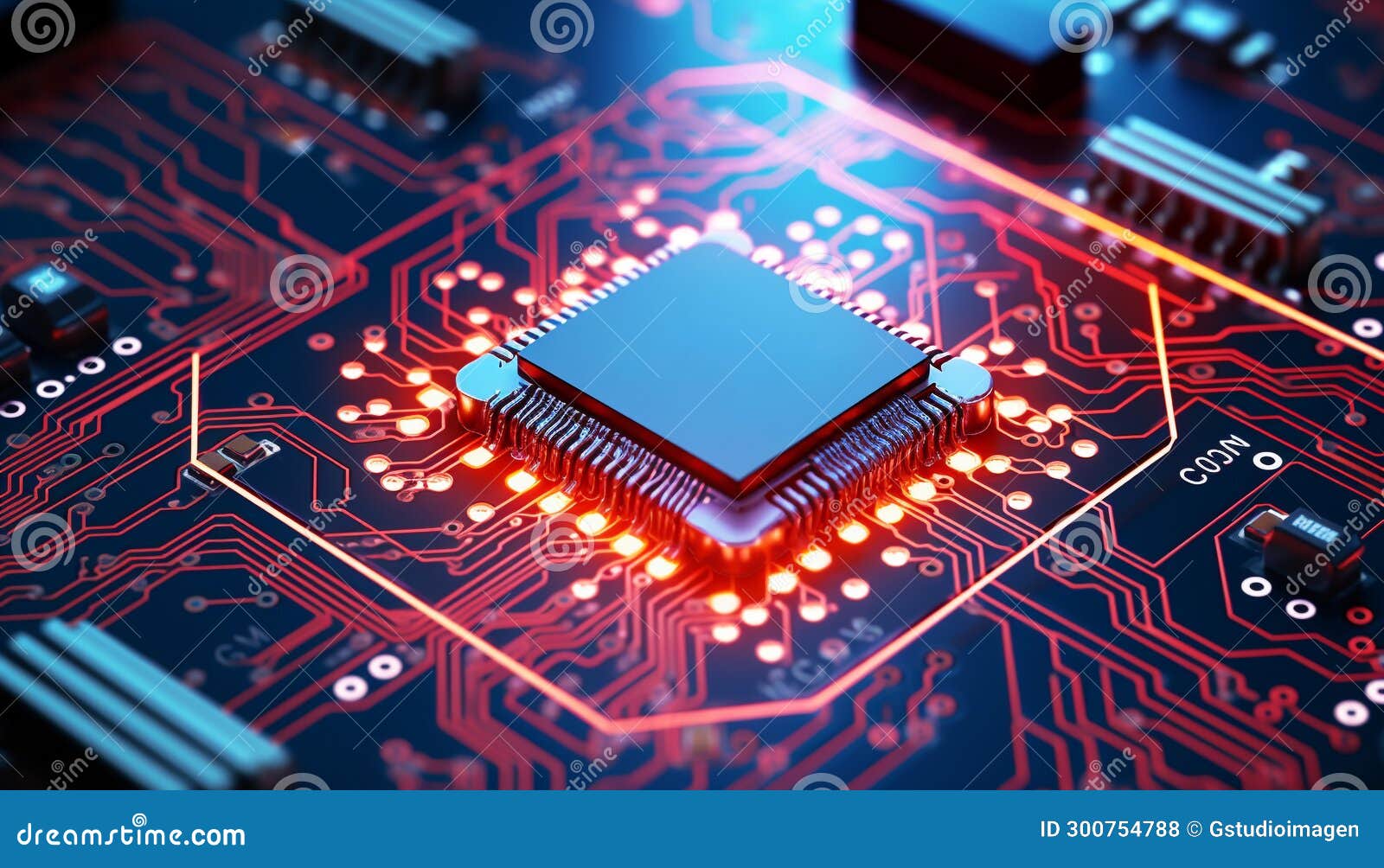 Computer Chip on Circuit Board, Powering Global Communications ...