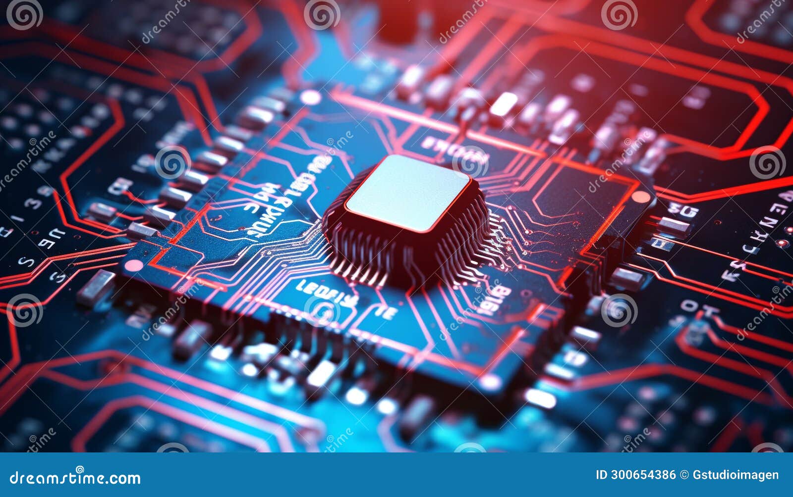Computer Chip on Circuit Board, a Technological Marvel Generated by AI ...
