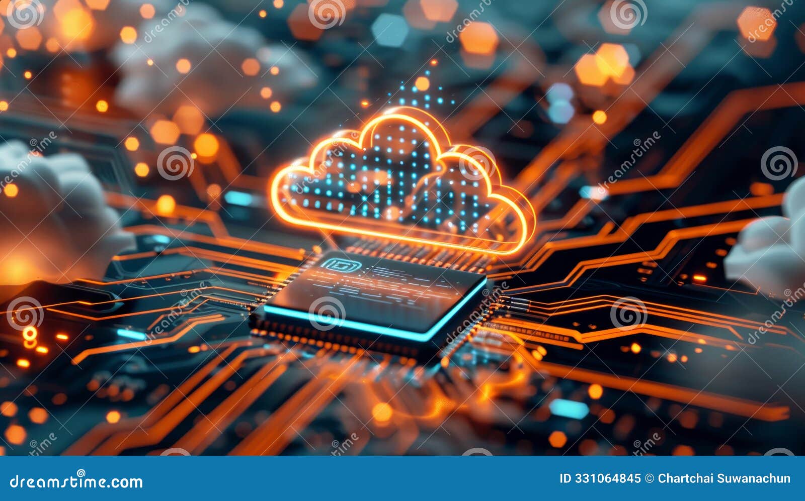 A Computer Chip with a Cloud on it by AI Generated Image Stock Image ...