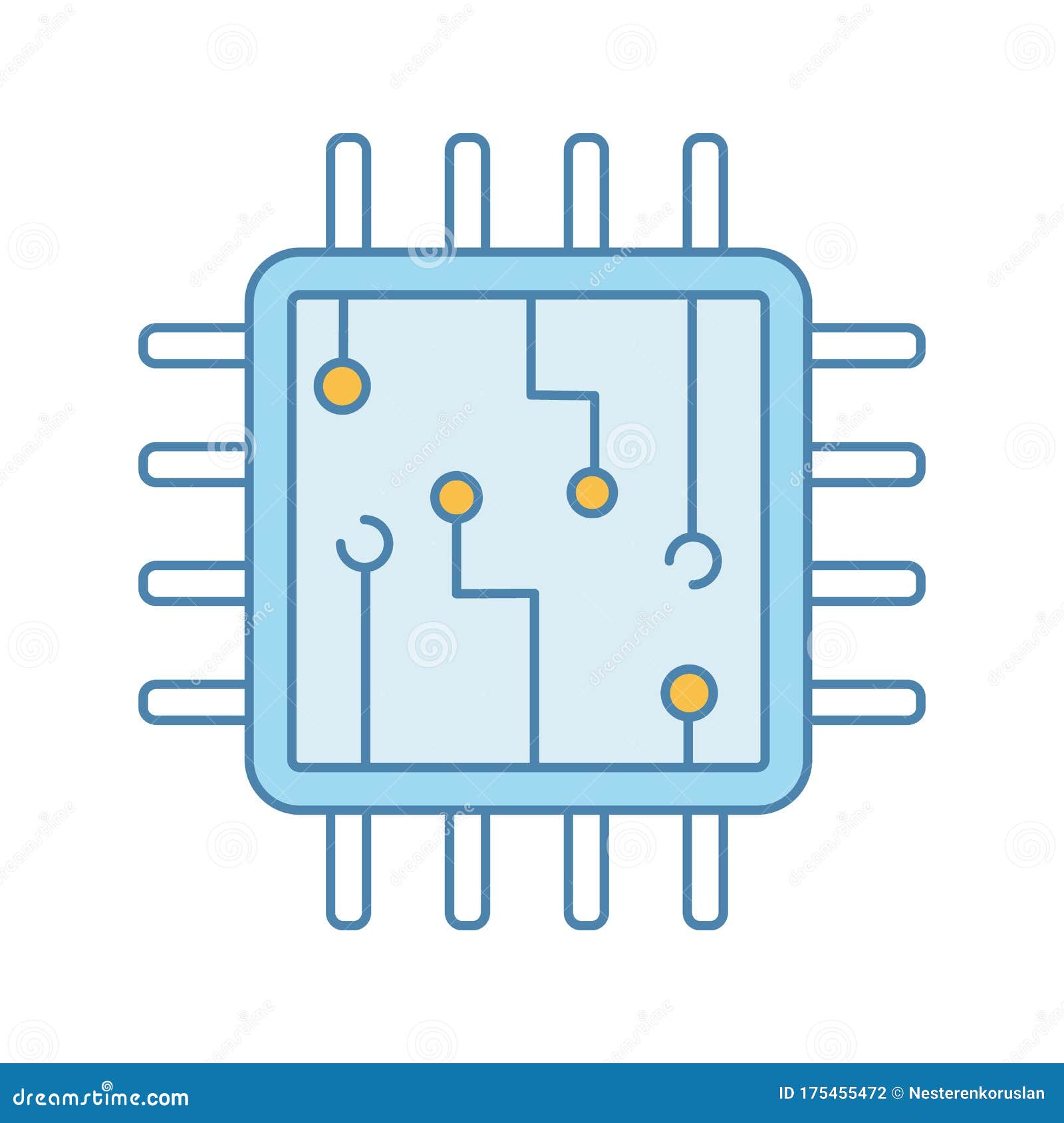 Computer chip color icon stock vector. Illustration of board - 175455472