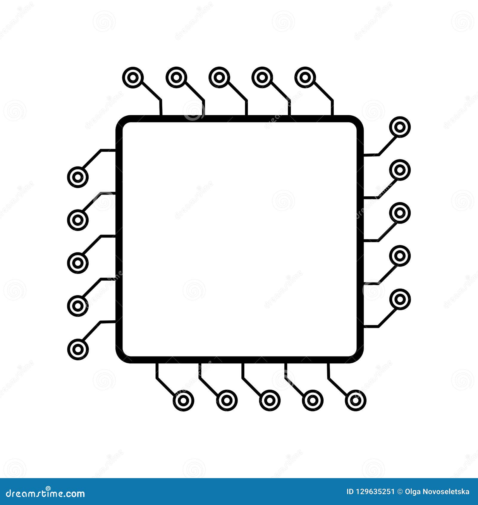 Computer Chip CPU Line Icon Isolated. Accessories for Digital Devices ...