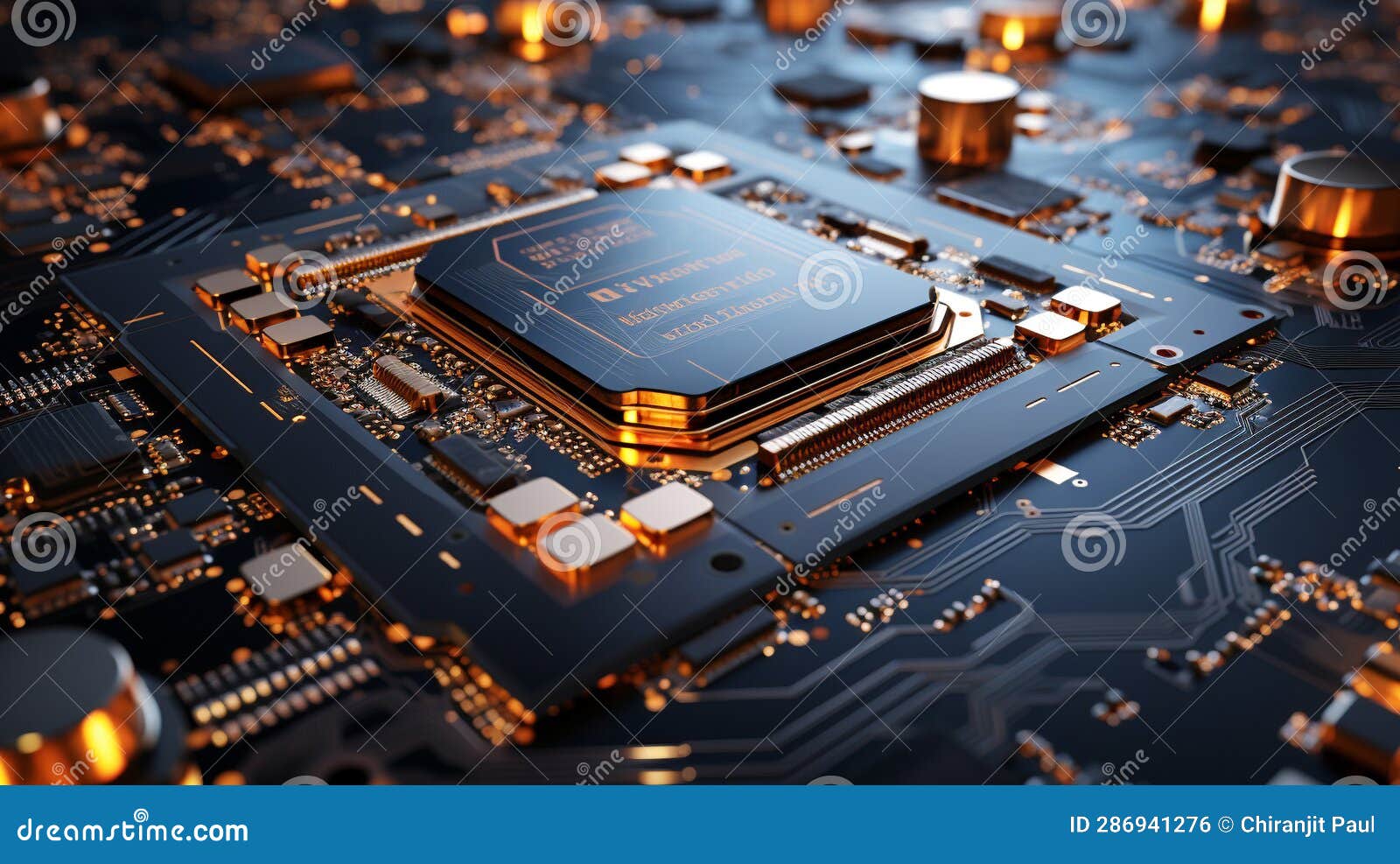 A Computer Chip on a Dark Background Stock Illustration - Illustration ...