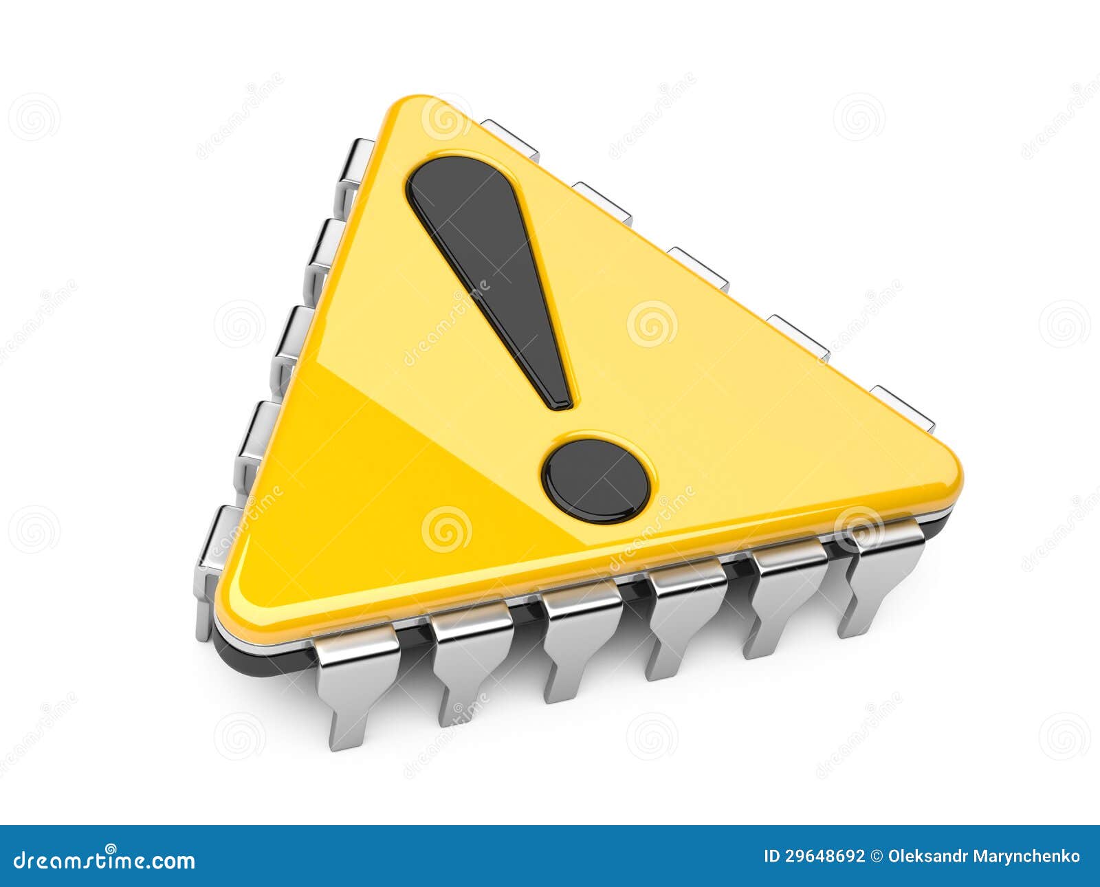 Computer Chip with Exclamation Sign Stock Illustration - Illustration ...