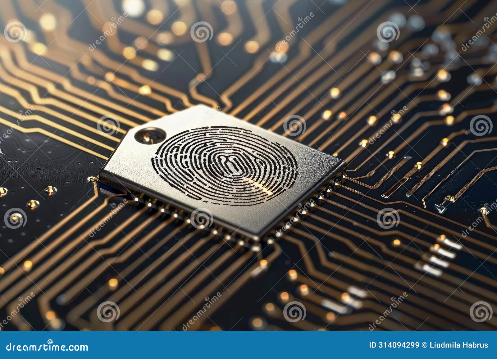 A Computer Chip with a Fingerprint on it Stock Image - Image of concept ...