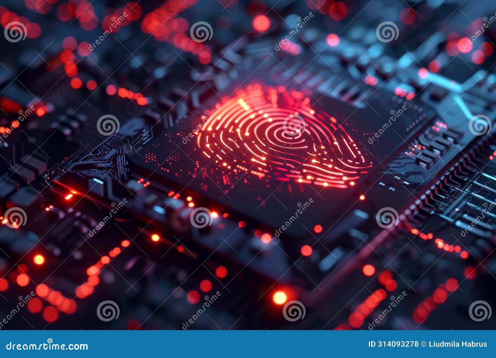 A Computer Chip with a Fingerprint on it Stock Photo - Image of code ...