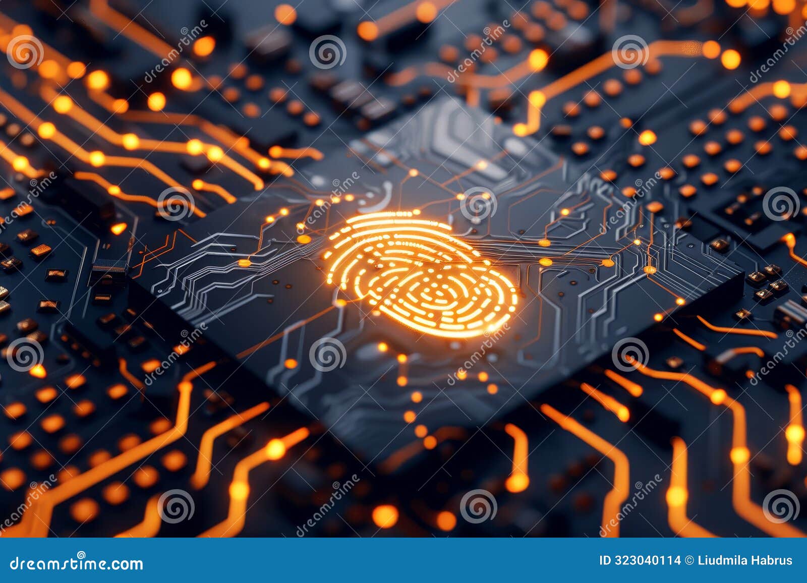 A Computer Chip with a Fingerprint on it Stock Photo - Image of finger ...