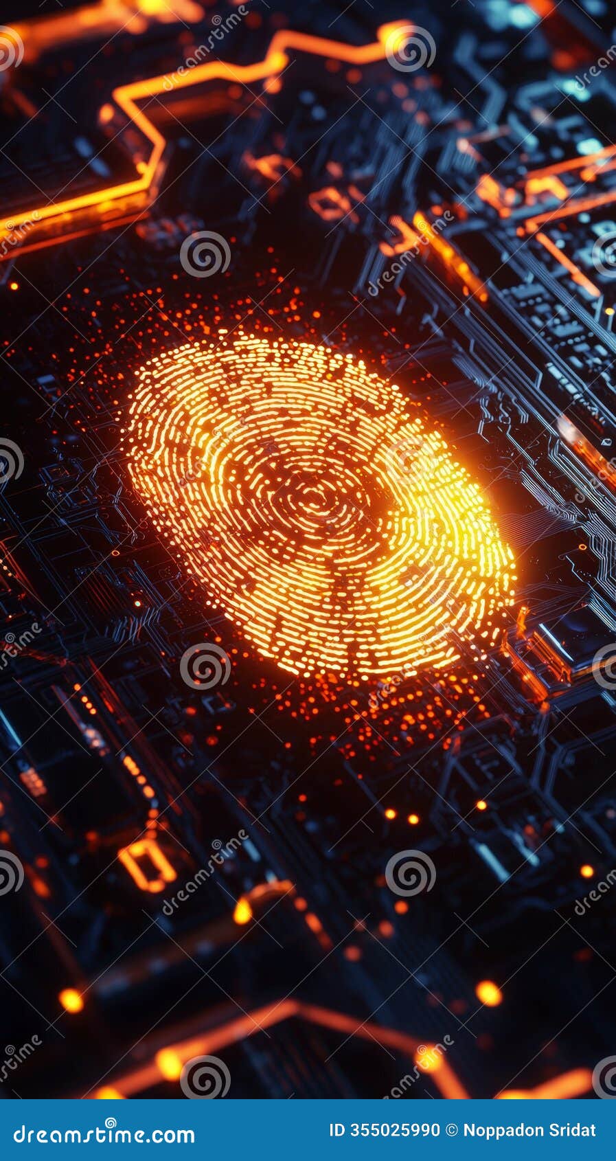 Computer Chip with a Fingerprint Illustrating Biometric Technology and ...