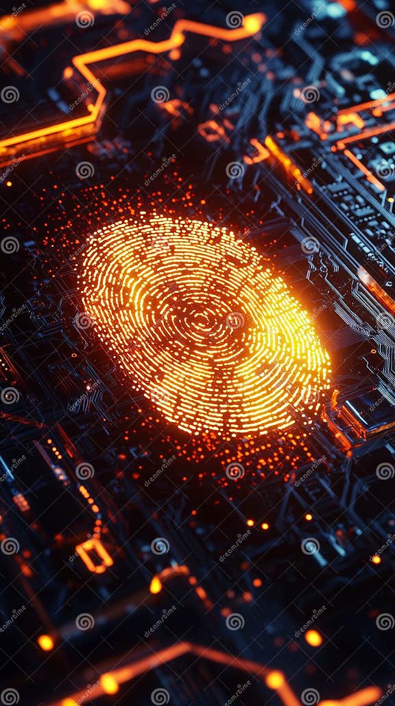 Computer Chip with a Fingerprint Illustrating Biometric Technology and ...