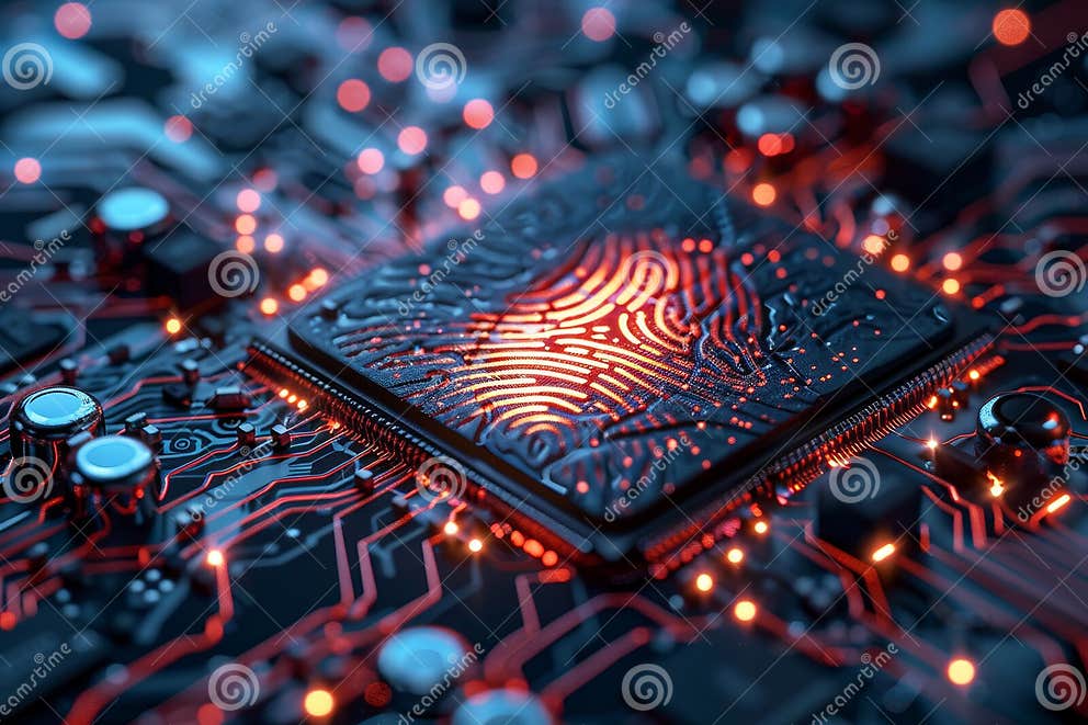 A Computer Chip with a Fingerprint on it Stock Image - Image of ...