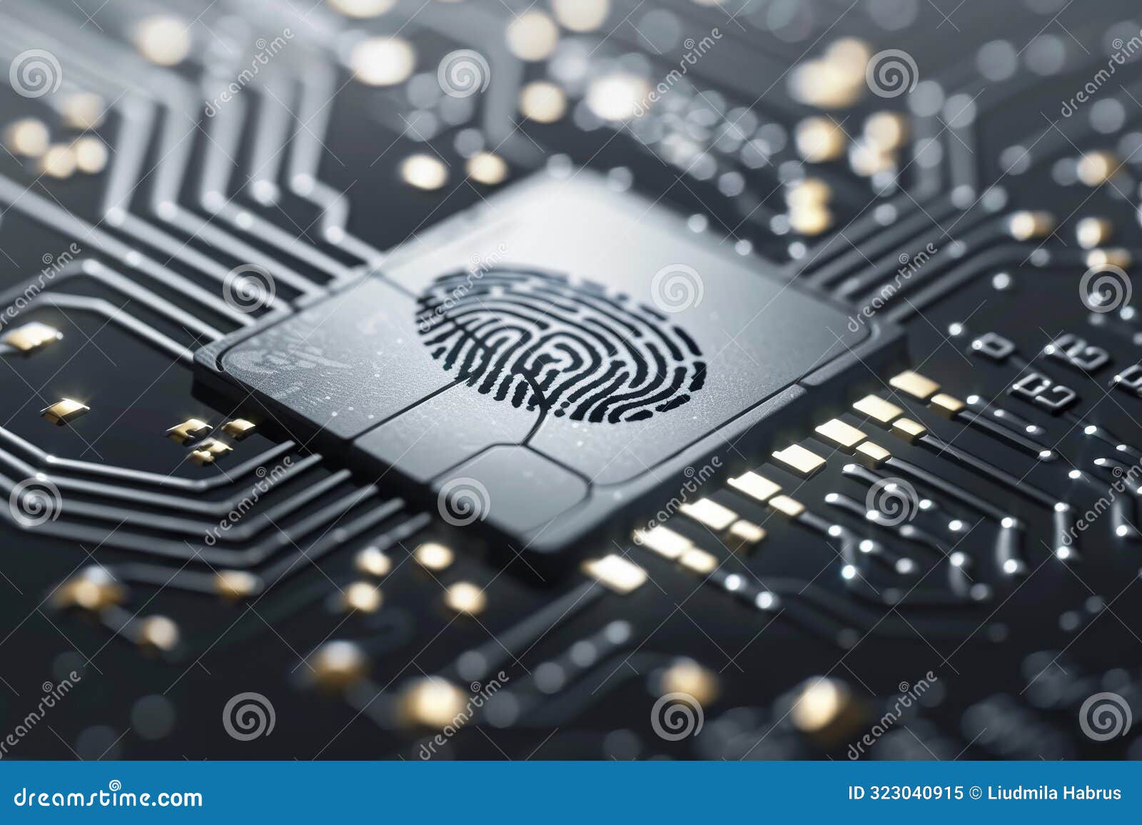 A Computer Chip with a Fingerprint on it Stock Image - Image of ...