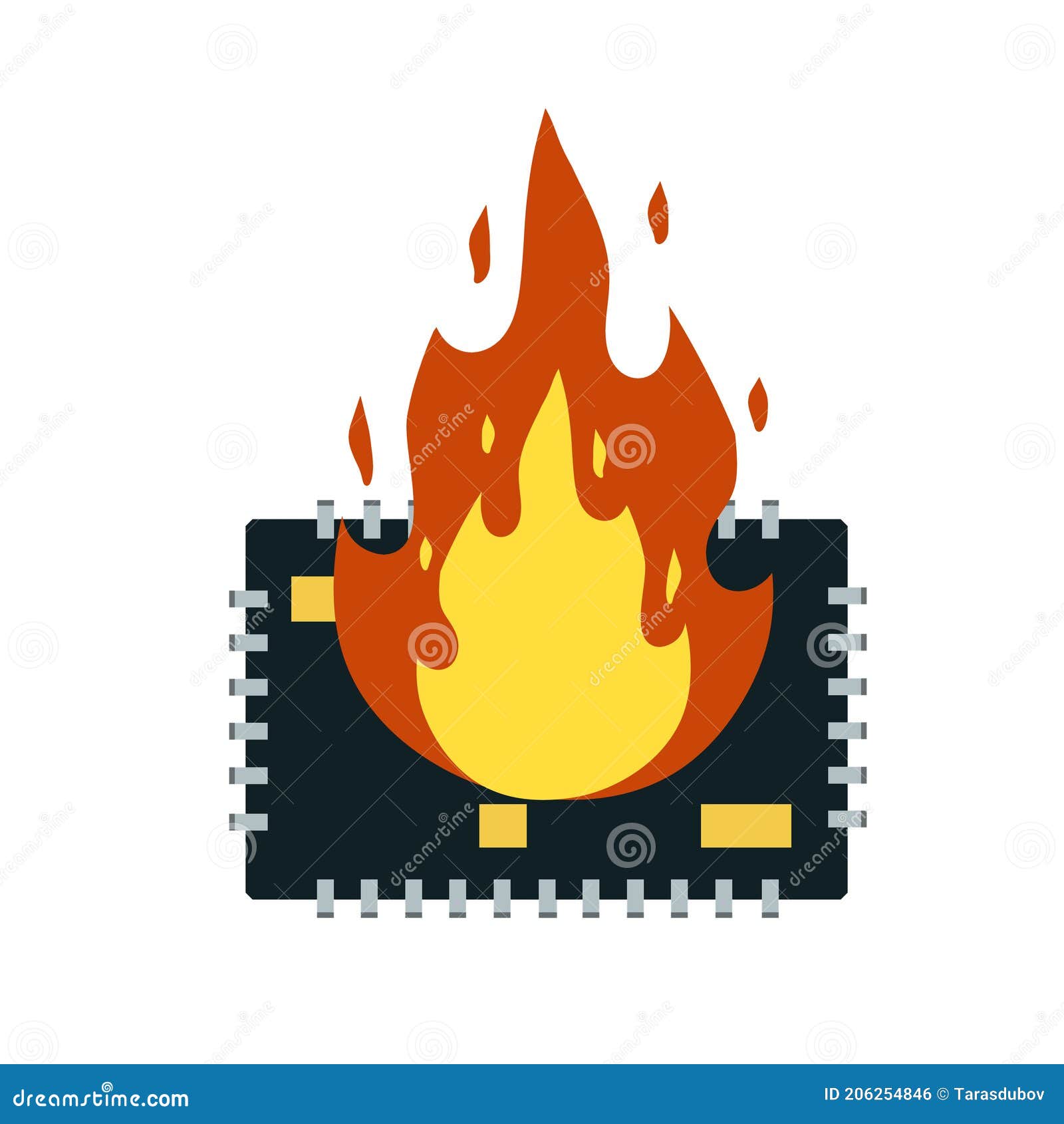 CPU, GPU Processor On Fire, Overheating Of The Processor, Cooling, Fast ...