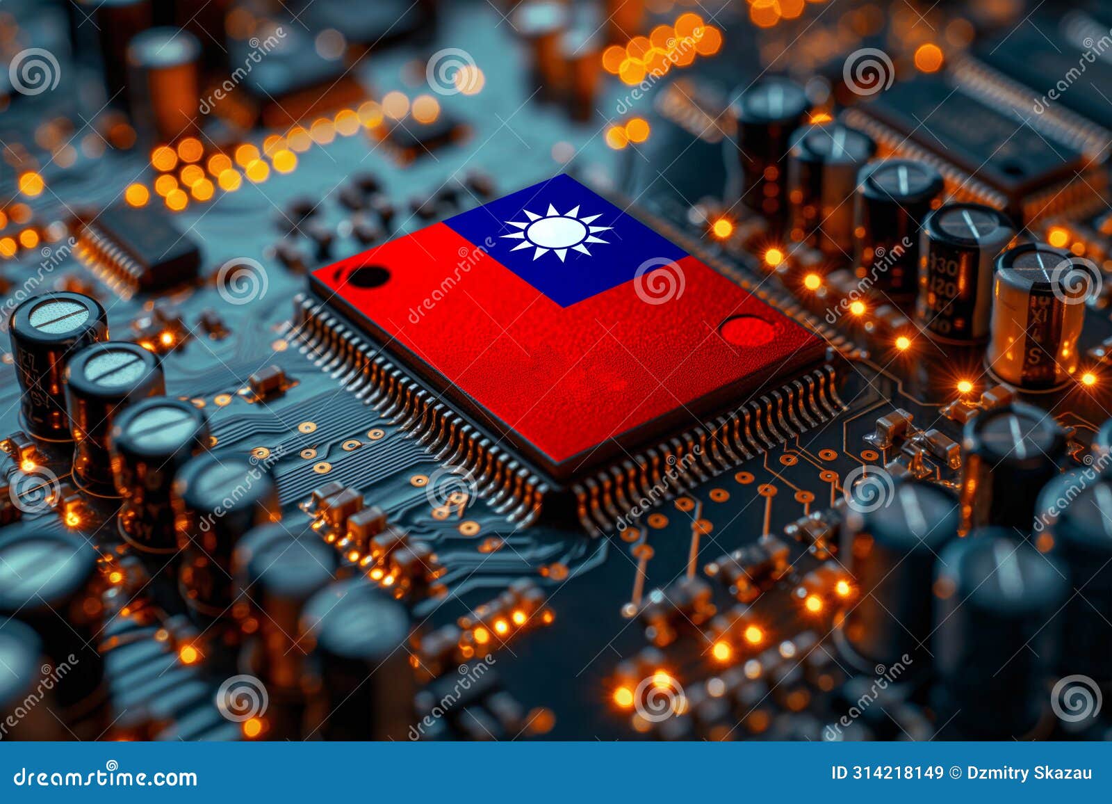 Computer Chip with Flag of Taiwan Stock Image - Image of design ...