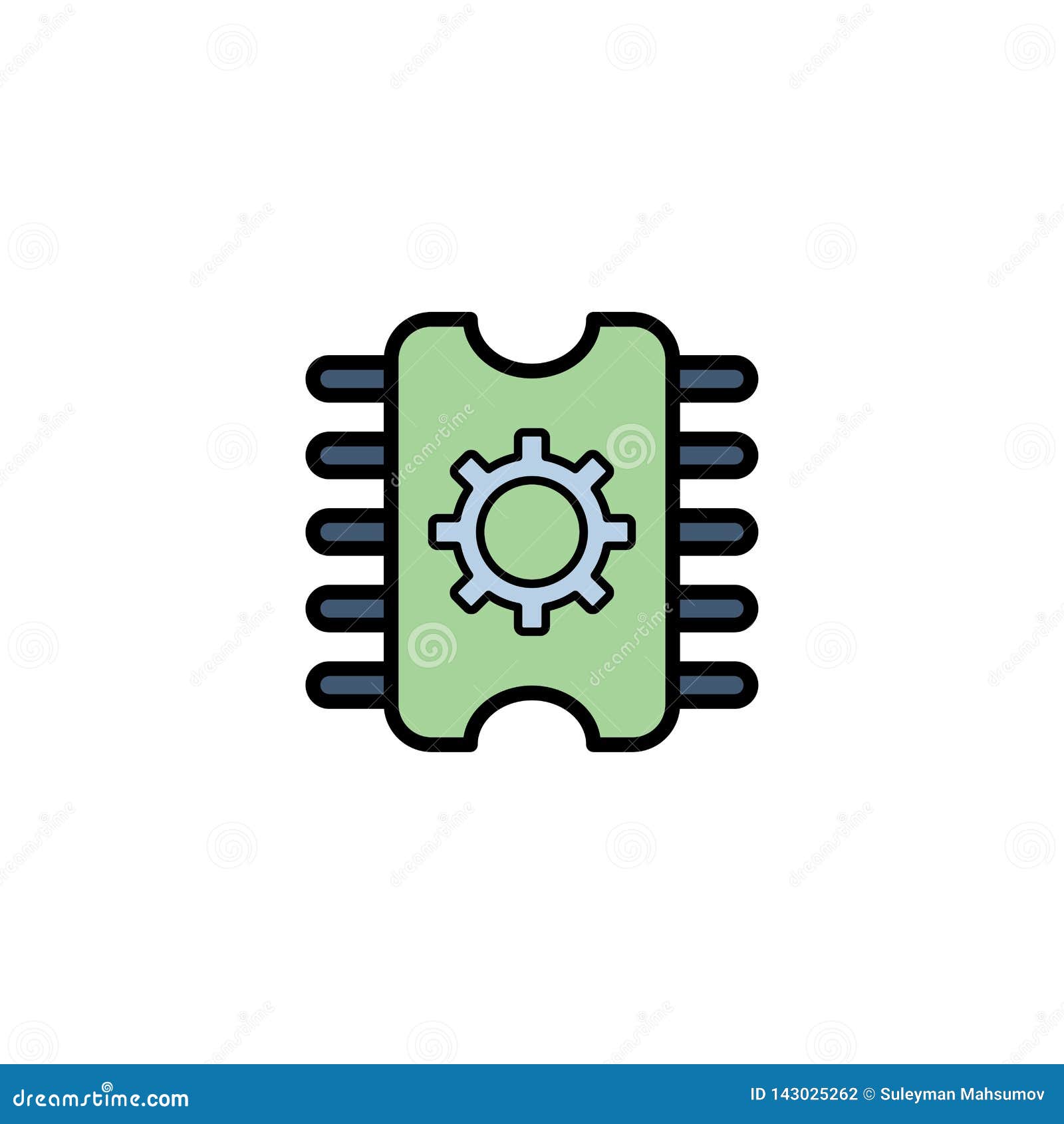 Computer Chip Flat Vector Icon Sign Symbol Stock Vector - Illustration ...