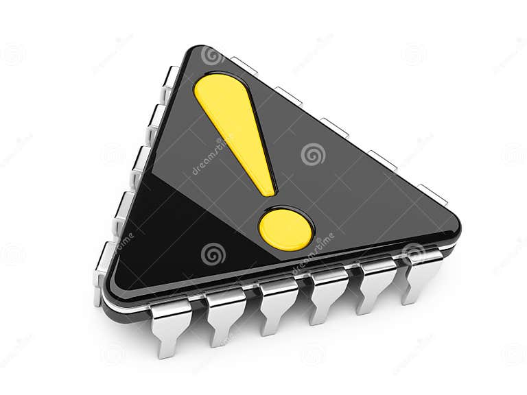 Computer Chip with Exclamation Sign Stock Illustration - Illustration ...