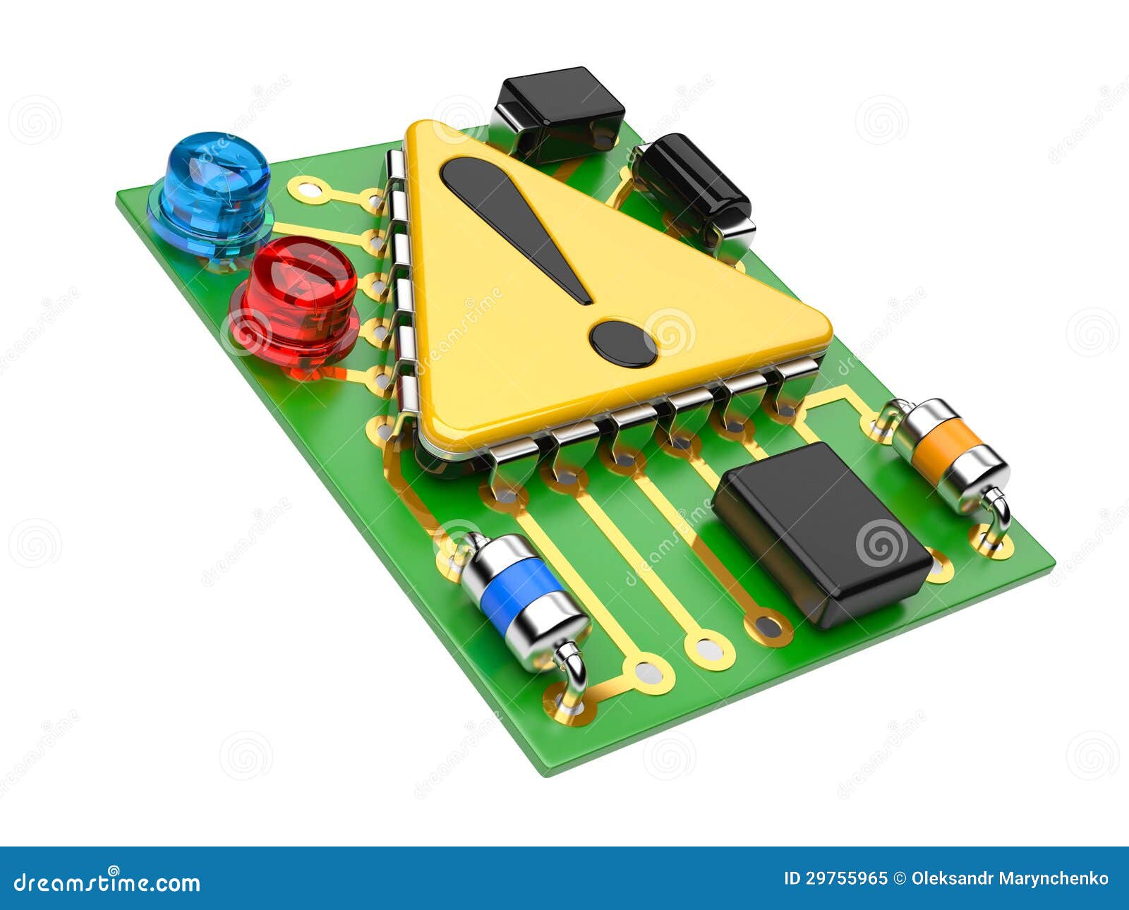Computer Chip with Exclamation Sign Stock Illustration - Illustration ...