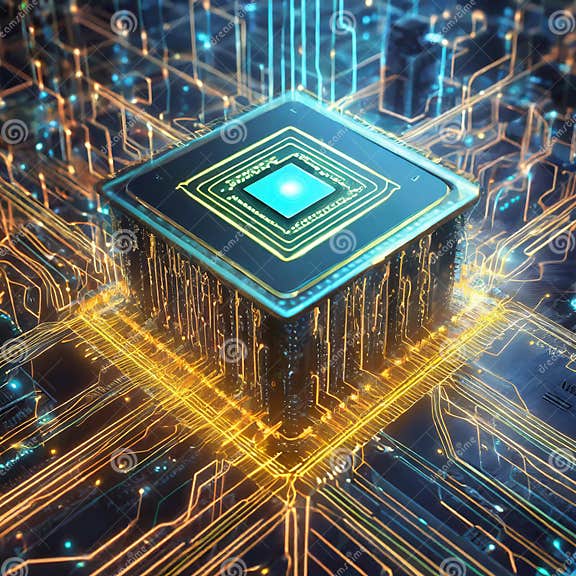 Computer Chip with a Glowing Blue Light. CPU, Processor in the ...